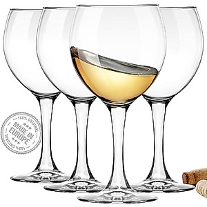 Stemmed Red Wine Glasses Set of 4, All Purpose 12 ¼ Oz Lead-Free Long Stem Wine Glasses, Crystal Clear, Dishwasher Safe, Restaurant Quality