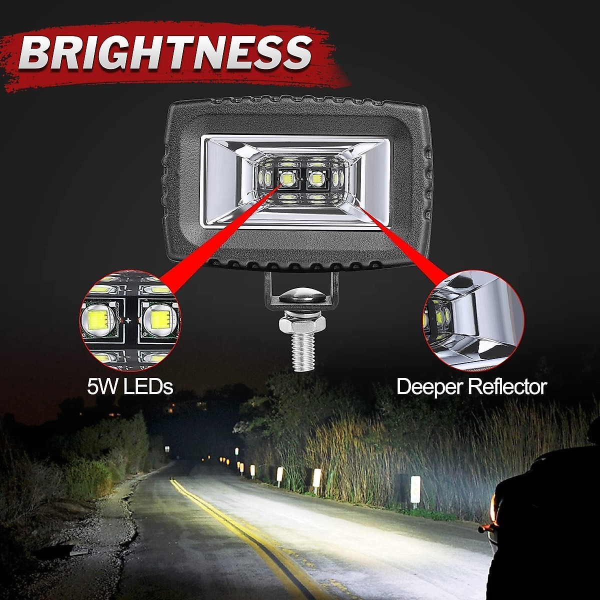 Lumimotor 3 Inch LED Pod Lights 20W Flood Beam Motorcycle Driving Lights 3x2 Mini LED Fog Lights Backup Lights Bumper Lights 2pcs for Truck Pickup UTV ATV SUV Camper Lawn Mowers