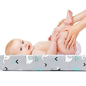 Stretchy Changing Pad Covers for Boys Girls ,2 Pack Jersey Knit ,Elephant & Whale