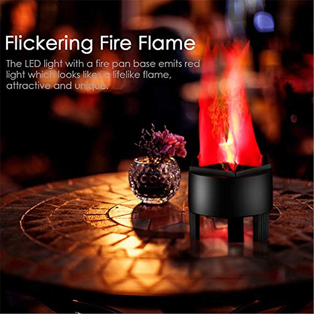 Electronic LED Fake Fire Flame Simulated Flame Effect Light No Heat Base Support Halloween Artificial Flame 3D Campfire Centerpiece for Christmas, Festival Night Clubs (3D Triangle Flame)