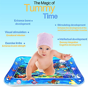 WSPER Tummy Time Water Mat Inflatable Water Play mat for 3 6 9 Months Baby Boy & Girl, Early Activity Center for Newborn Infants