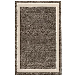 Unique Loom Del Mar Collection Area Rug-Transitional Inspired with Modern Contemporary Design, Rectangular 5' 0" x 8' 0", Gray/Ivory