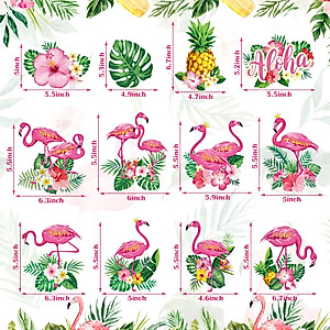 Fuutreo 54 Pcs Flamingo Party Hanging Swirl Decorations Tropical Flamingo Ceiling Hanging Swirls Hawaiian Party Ceiling Decor for Flamingo Summer Aloha Hawaiian Beach Luau Party Supplies Decor