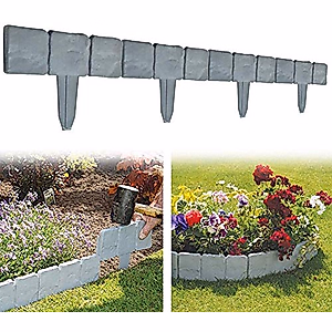 10 PCS Garden Border Fence Edging Stones Gray Effect Fence in Lawn Edging Plant Border Garden Landscape Edging