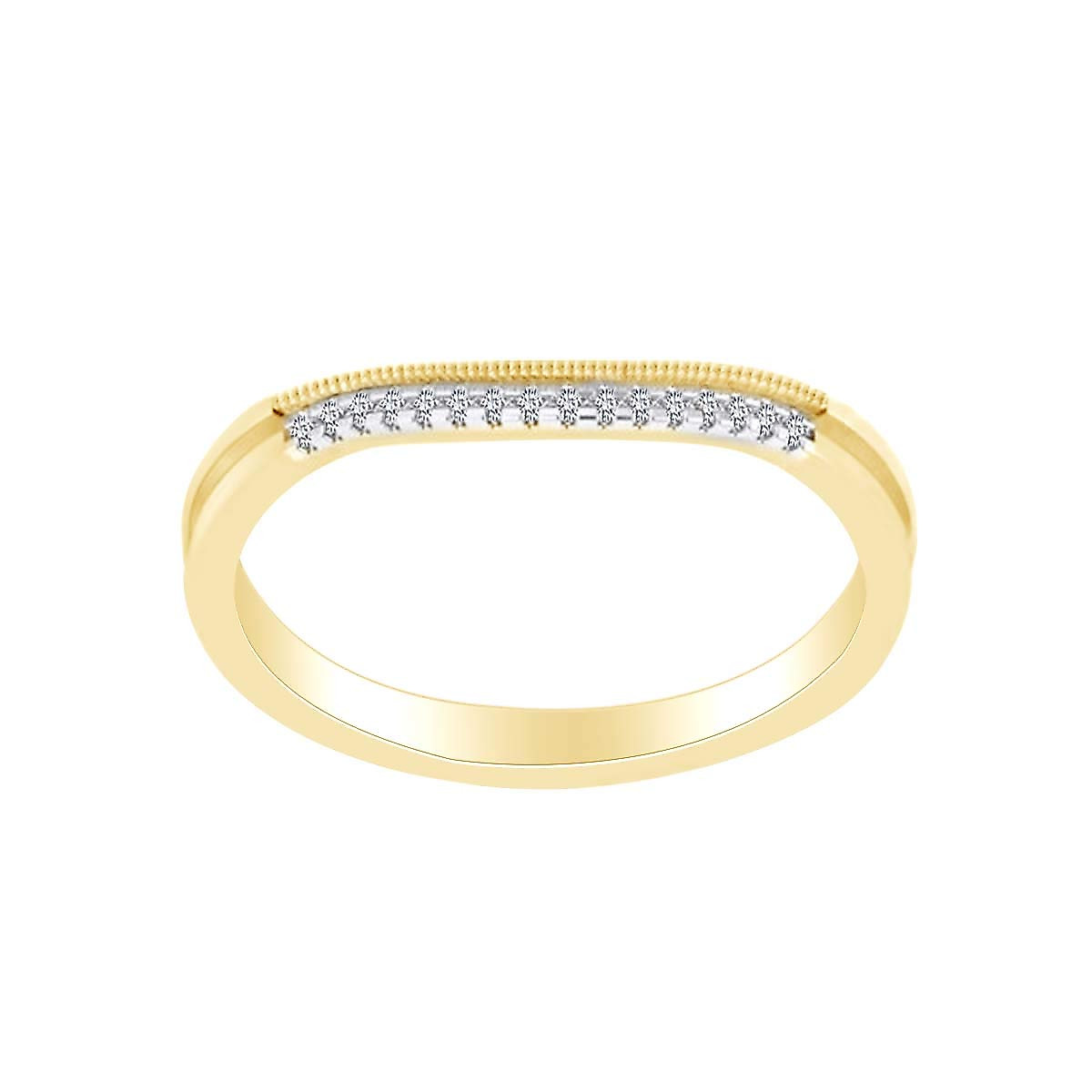 AFFY 1/5 Carat CT Princess/Round Cut White Natural Diamond Split Shank Engagement Wedding Bridal Ring Set In 10k Solid Yellow Gold (I-J Color, I2-I3 Clarity, 0.20 Cttw) Ring Size-8