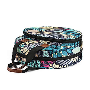 Embroidery Project Bag,Portable Travel Tote Carrying Bag for Crochet Hooks, Knitting Needles,Cross Stitch Tools Kits,Floss,Yarn Storage (Bag Only) (Blue Leaf)