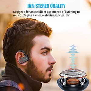 Duola Bluetooth 5.0 Earbuds with Ear Hook, Sport Wireless Headphones, Noise-Cancelling, 8 Hours Playtime, High Stereo-Sound Quality, Compatible with iOS/Android/Windows, Black