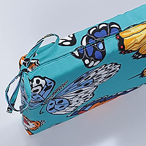 Pillow Perfect Outdoor/Indoor Butterfly Garden Turquoise Bench/Swing Cushion, 45" x 18", Blue