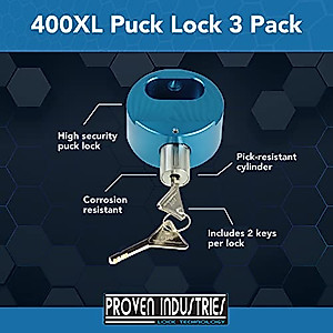 Proven Industries Model 400XL Puck-Lock Set, Made in The USA, Pack of 3, (Blue)