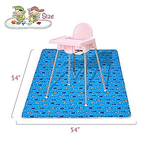 Luxja Splat Mat for Under High Chair (54 in x 54 in), Anti-Slip High Chair Mat, Fish
