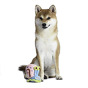 SpongeBob SquarePants for Pets Gary The Snail Figure Plush Dog Toy | 6 Inch Small Dog Toy for Spongebob Fans | Gary Snail Squeaky Dog Toy for All Dogs Made from Soft Plush Fabric