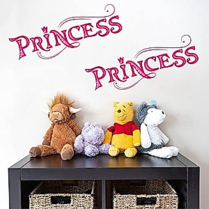 MEFOSS 4 PCS Pink Princess Wall Stickers Princess Sign for Door Girls Room Décor 16"×6" Removable Peel and Stick Vinyl Stickers for Girls Bedroom Baby Crib Nursery Room Home Decorations
