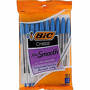BIC Cristal Ballpoint Pen, Medium Point, Blue - 10 Ea(Pack of 2)