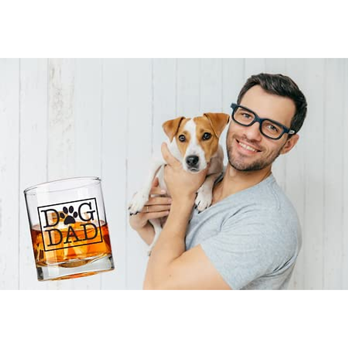 Dog Dad Whiskey Glass for Men With Pets - Unique Gifts for Dog Lovers - Fathers Day, Birthday, Christmas, Valentines day - Boyfriend, Husband, Son, Dog Owner