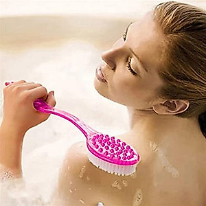 INGVY Dry Brushing Body Brush Multi Style Bath Brush Back Body Bath Shower Sponge Scrubber Brushes with Handle Exfoliating Scrub Skin Massager Bath Ball (Size : Blue)