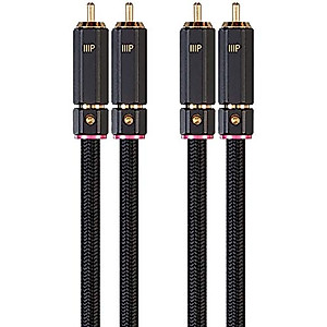 Monoprice - 138076 Male RCA Two Channel Stereo Audio Cable - 3 Feet - Black, Gold Plated Connectors, Double Shielded with Copper Braiding - Onix Series