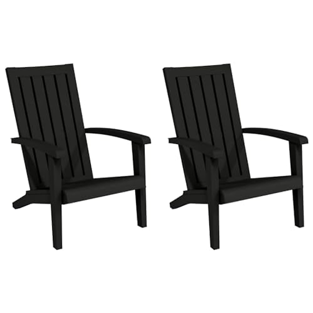 Tidyard Patio Adirondack Chairs 2 pcs Black Polypropylene Outdoor Fire Pit Chair Wooden Garden Armchair for Porch Pool Lawn Deck Backyard Balcony Outdoor