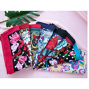 CoCoUSM Ladies Retro Style Vintage Floral Print Cotton Handkerchiefs 6PCS
