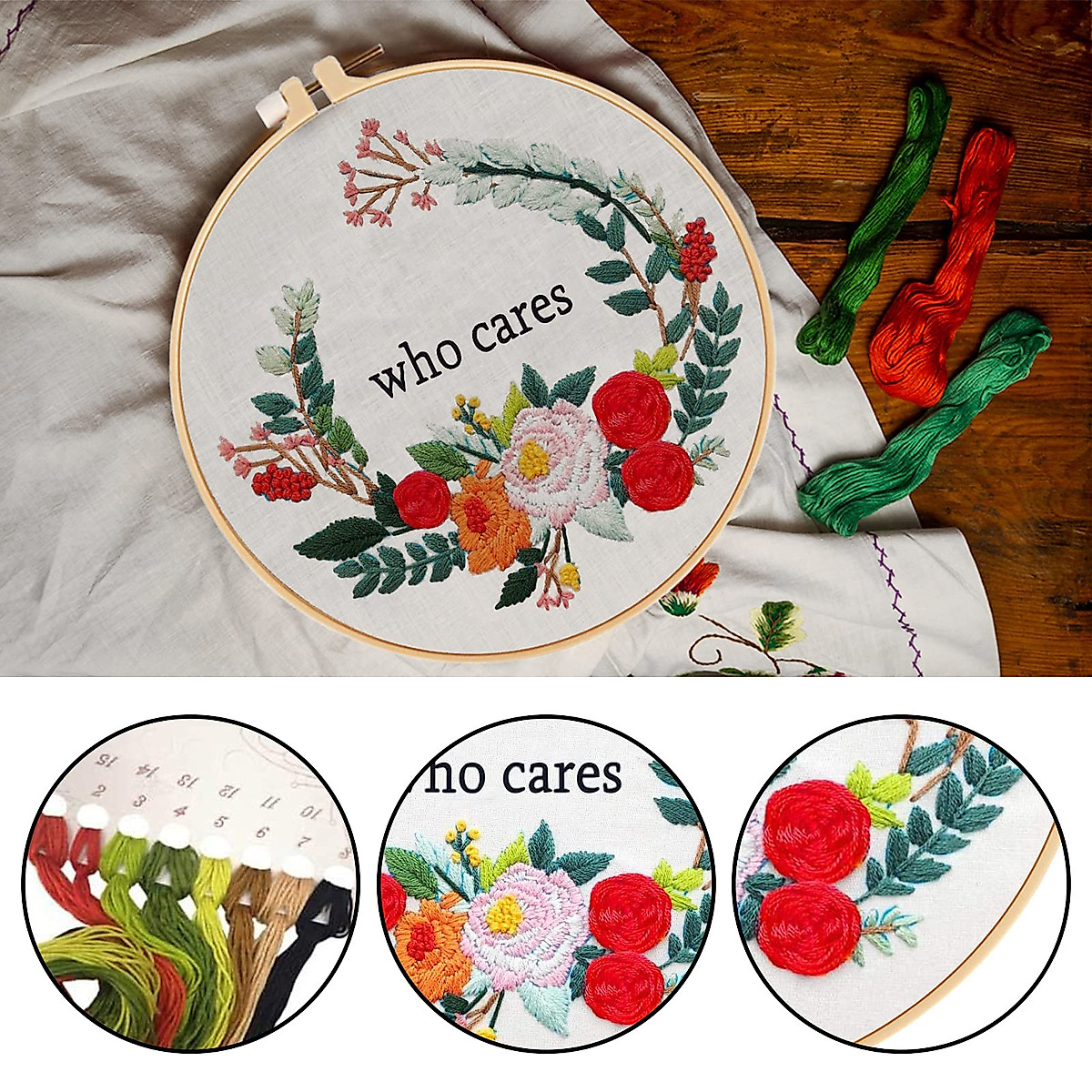 Artilife Embroidery Kit for Beginner Cross Stitch Kit for Adults, Printed Embroidery Starter Kit Crafts with Stamped Pattern Embroidery Hoops Floss Thread Needles