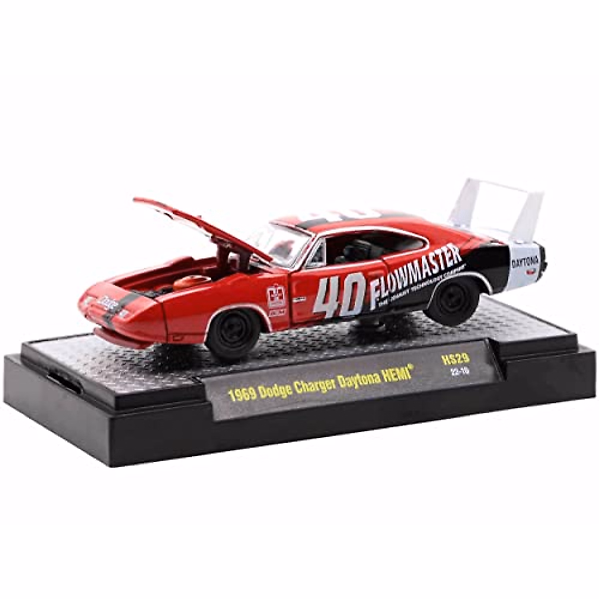 1969 Charger Daytona HEMI #40 Red with Graphics Flowmaster Limited Edition to 6600 Pieces Worldwide 1/64 Diecast Model Car by M2 Machines 31500-HS29