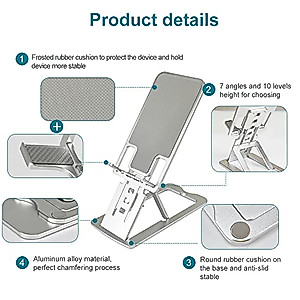 ChashenHa Cell Phone Stand, Phone Stand for Desk, Ultra Thin Aluminum Alloy Adjustable Portable Folding Phone Stand for ipad/iPhone 14/iPhone13as Well as All Other Models,(Silver)