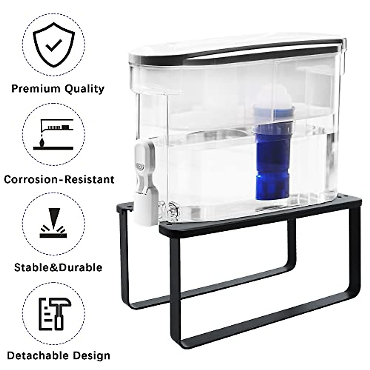 Water Dispenser Stand For Countertop-Metal Water Filter Stand, Compatible With Brita Water Pitcher & Zerowater Pitcher, Perfect for Fridge Beverage Dispenser With Spigot, Drink Dispenser Stand Only