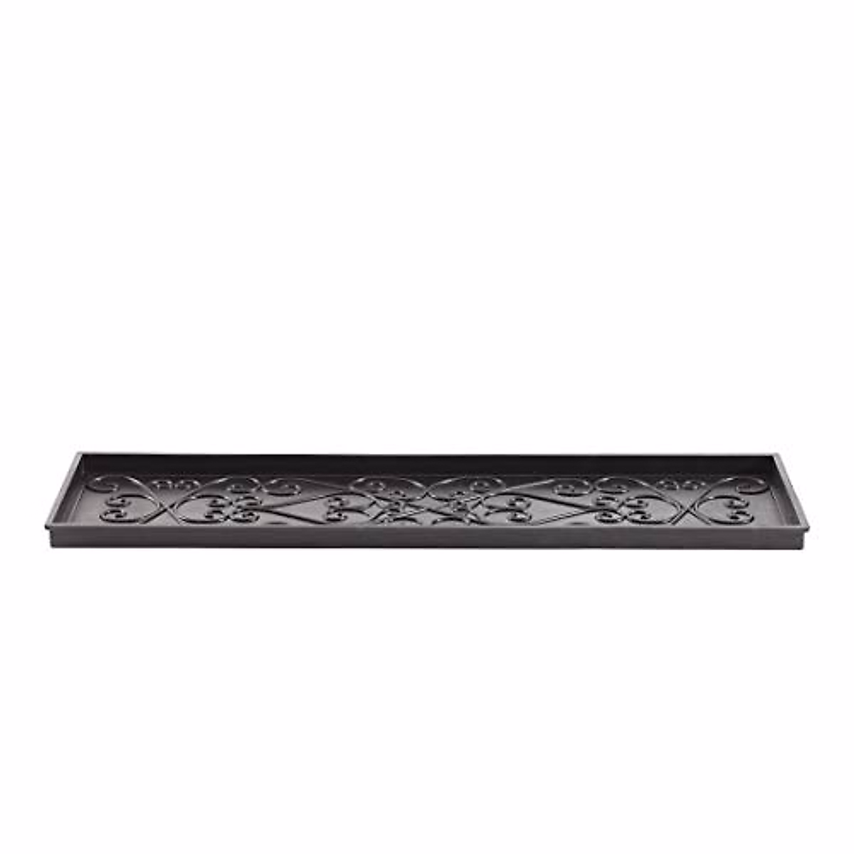 Anji Mountain AMB0BT4F-018 Black Rubber Boot/Shoe Tray with Coir, Fits 4 Pair (46.5" Wide), Rectangle Embossed Insert