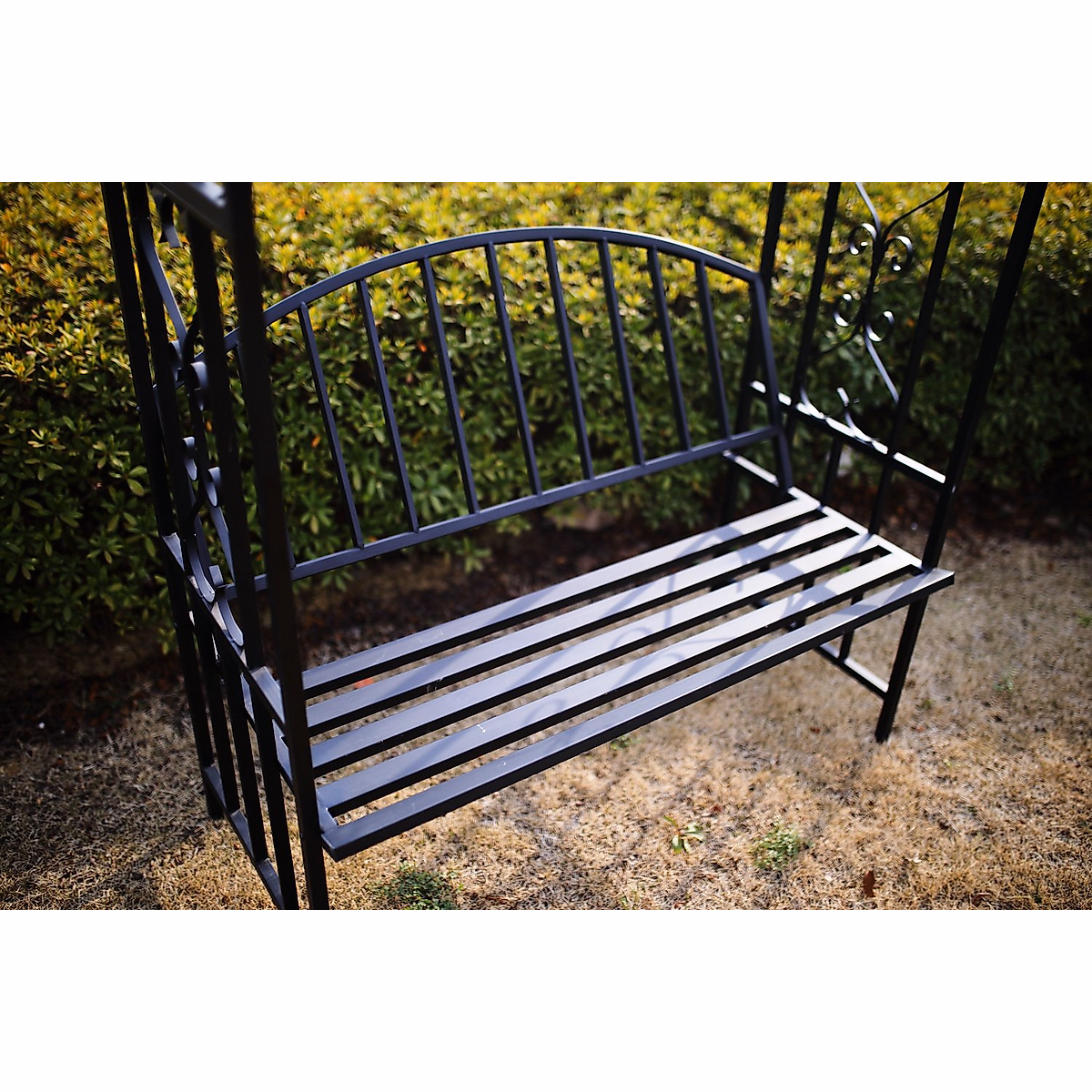 Better Garden Steel Garden Arch with Seat for 2 People, 6'7" High x 3'7" Wide, Garden Arbor for Various Climbing Plant, Outdoor Garden Lawn Backyard