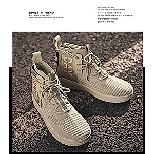 XIDISO Men’s High Top Fashion Sneaker Casual Slip on Walking Shoes for Men Beige