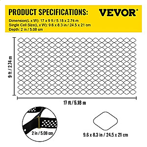 Happybuy Geo Grid Ground Grid 9x17 ft, Geo Cell Grid 2 Inch Thick, Gravel Grid HDPE Material, Ground Stabilization Grid 1885 LBS Per Sq, Tensile Strength Gravel Ground Grid for Slope Driveways, Garden
