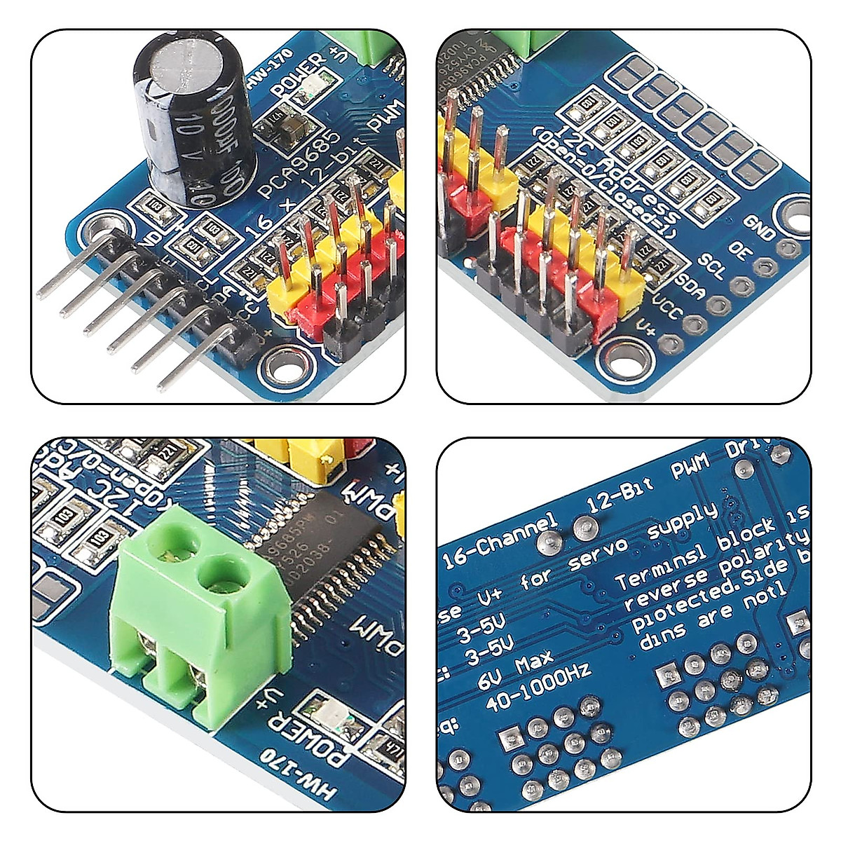 Alinan 2pcs PCA9685 16 Channel 12 Bit PWM Servo Motor Driver Board I2C IIC Module IIC Interface