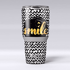 Design Skinz Smile Sketch on Foil - Skin Decal Vinyl Wrap Kit Compatible with The Yeti Rambler Cooler Tumbler Cups