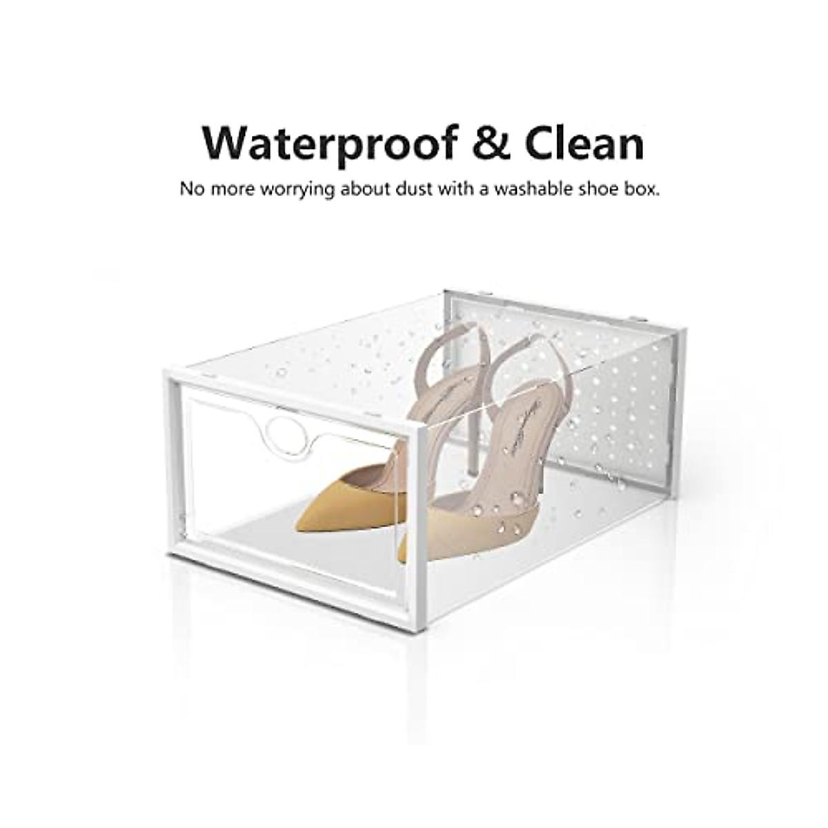 Pinkpum Shoe Ogranizer for Closet, 12 Pack Shoe Storage Boxes Clear Plastic Stackable Shoe Box, Shoe Containers Storage with Lids, Sneaker Container Bin Holder, Clear White