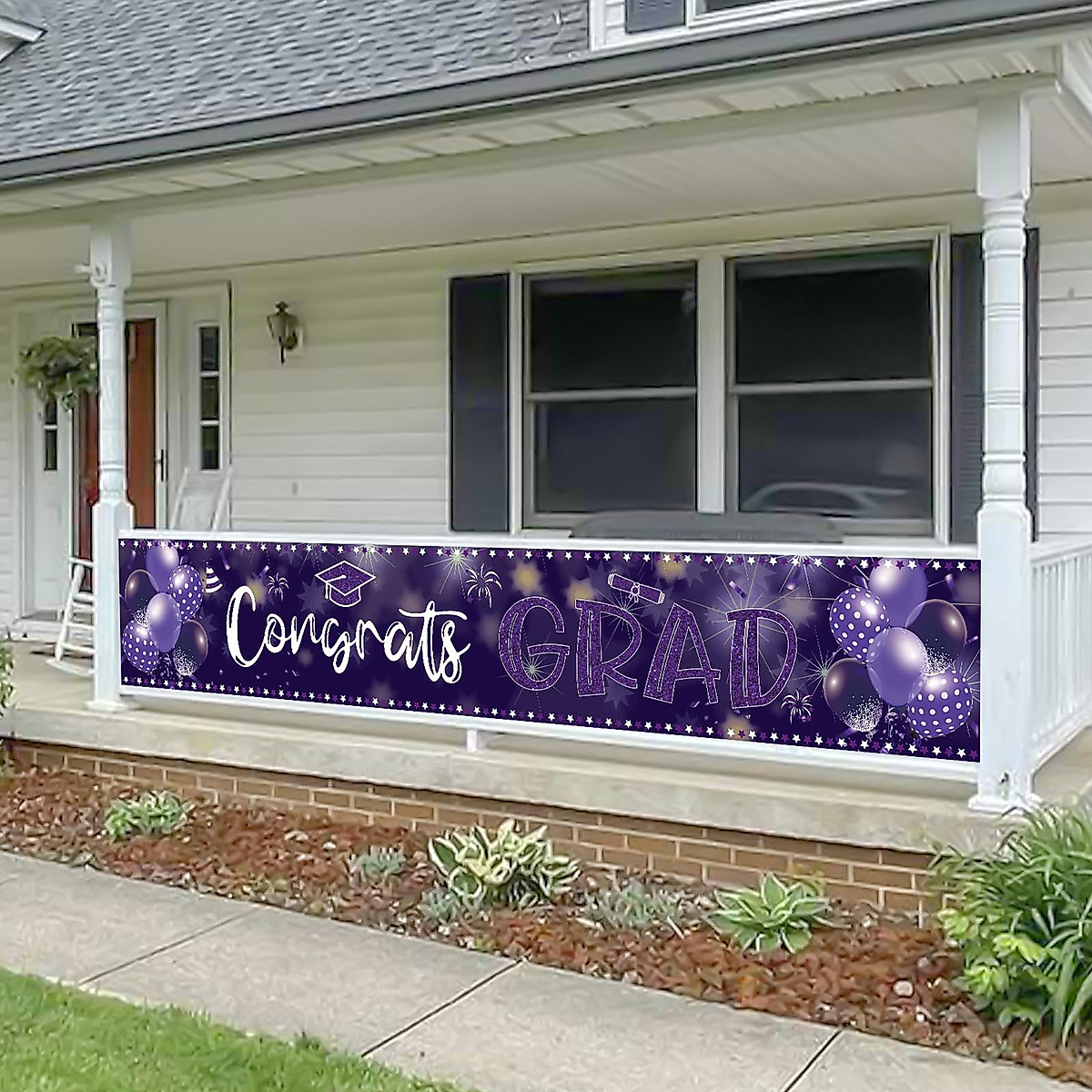2024 Graduation Decorations Congrats Grad Banner 9.84x1.64ft Class of 2024 Graduation Backdrop Yard Sign for School College Indoor Outdoor Graduation Party Supplies (Purple)