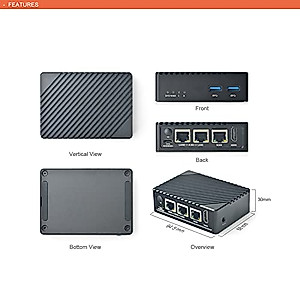 youyeetoo NanoPi R5S Mini Router with Metal Case,2GB LPDDR4 8GB EMMC, RK3568 Development Board 0.8TOPS NPU Support Docker Three Ethernet Ports USB3.0 HDMI Support M.2 NVMe PD Power (Power Bundle)