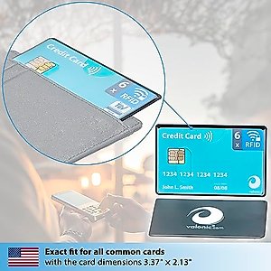 valonic set of 6 RFID blocking sleeves - insertion from the top, Credit Card Protector sleeve for wallet - Protection block for Debit Card and Metro Card