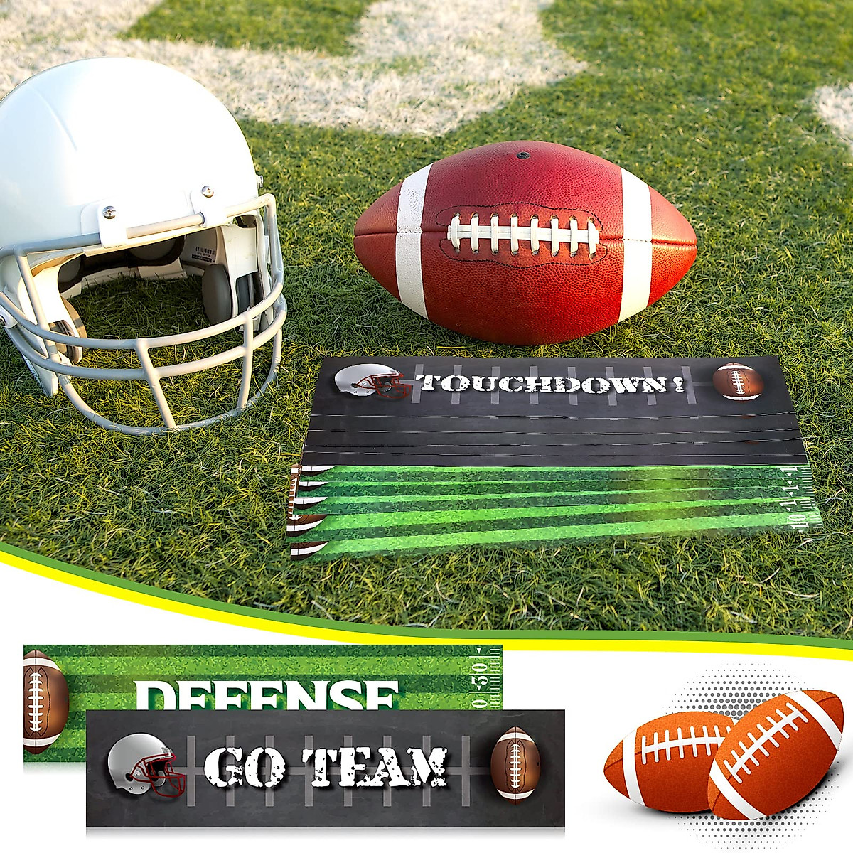 10 Pcs Football Cutouts 3.94 x 16.93 Inches Football Decorations Football Bulletin Board Decorations Football Decorations for Locker Football Sign for Sports Tailgate Birthday Football Theme Parties