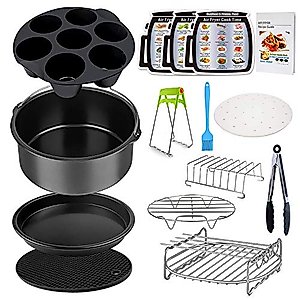 Air Fryer Accessories Set 12pcs Compatible for 4, 4.2, 5, 5.5, 5.8, 6 QT Cosori Gowise Philips Ninja Cozyna Chefman Gourmia Dash Air Fryer
