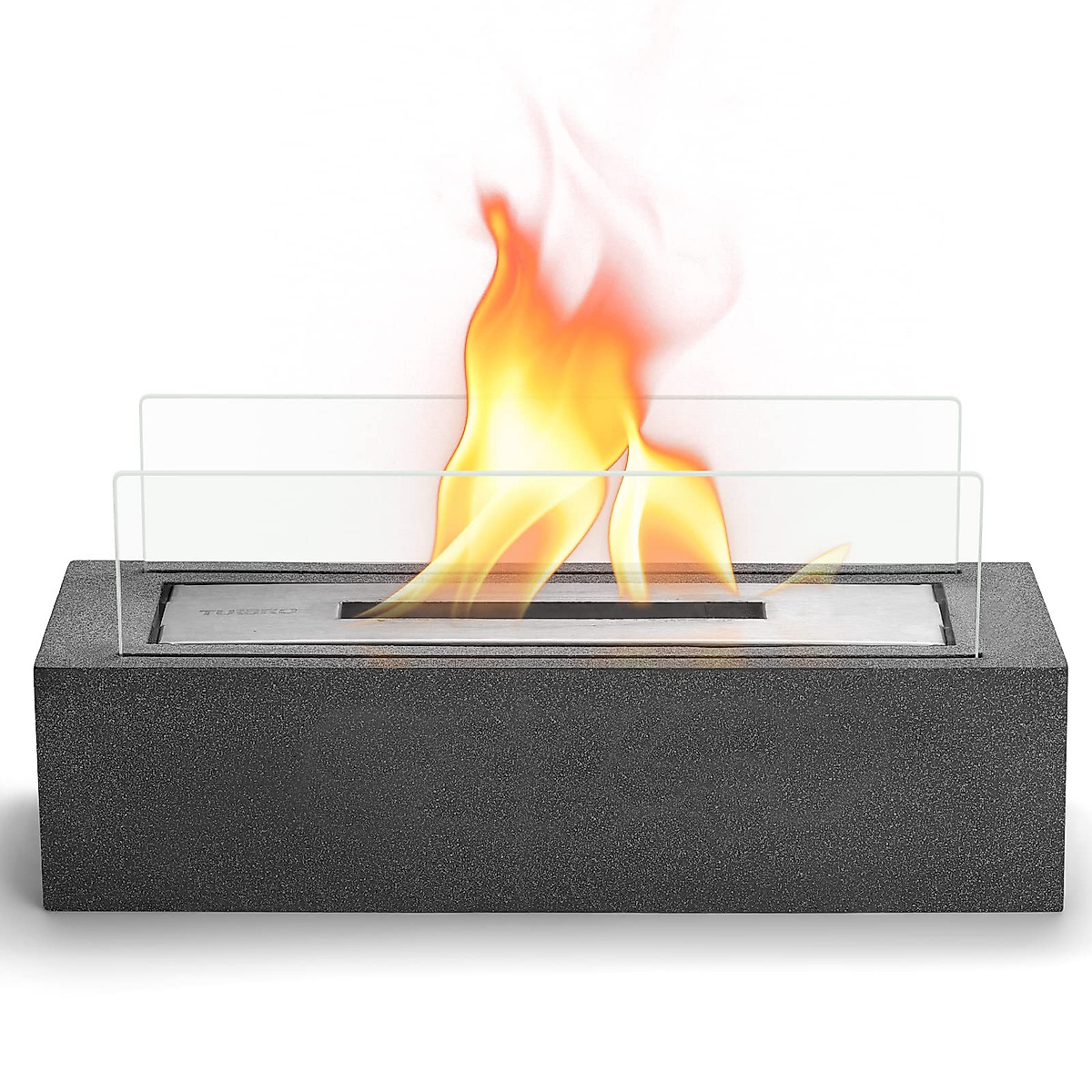 TURBRO Tabletop Ethanol Fuel Fire Pit, Portable Alcohol Fireplace Bowl for Indoor, Patio, Outdoor, Balcony, Smokeless Odorless Clean Burning, Modern Decor, Cement, Fireside FP14CG