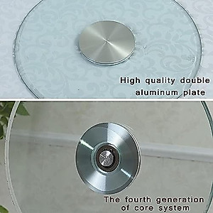 Lazy Susans Turntable Glass Lazy Susan Serving Turntable, 50-120cm, 360-Degree Free Rotating Anti-tilt Spinning Dining Table Centerpiece ， Serving Platters For Kitchen Dining Table Hotel (Color : Sil