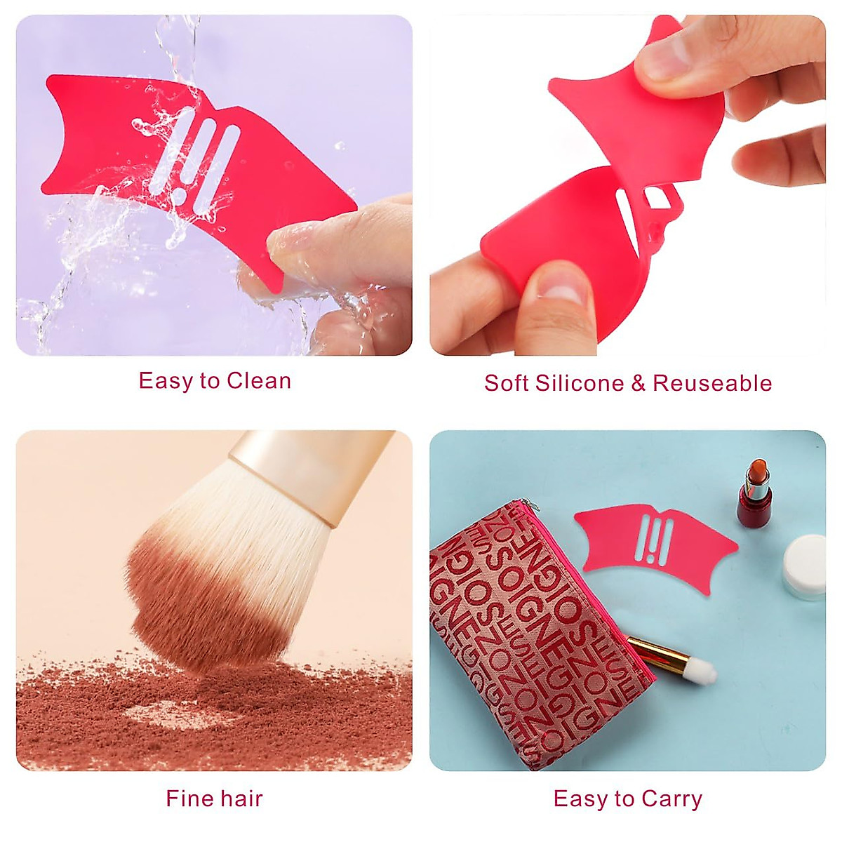 Idefair Nose Contour Stencil Shadow Tool, 4 in 1 Reusable Silicone Nose Contour Shadow Highlighter Template Brush Tool, Multi-Functional Makeup Applicator for Nose Eyeliner Shadow Lip