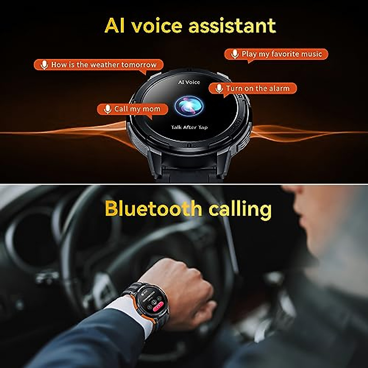 OUKITEL BT10 Military Smart Watch for Men(Answer/Dial),5ATM Waterproof Rugged Fitness Tracker Smartwatch,1.43'AMOLED HD Display,Tactical Sports Watch,123+Sport Modes,24H Health Monitor,for iOS/Android