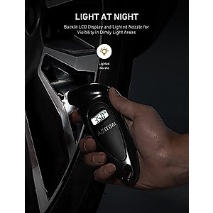 AstroAI Digital Tire Pressure Gauge with Replaceable AAA Batteries, 150 PSI 4 Settings Stocking Stuffers for Car Truck Bicycle Backlit LCD Non-Slip Grip Car Accessories, Black