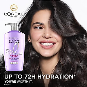 L'Oreal Paris Elvive Hyaluron Plump Hydrating Shampoo for Dehydrated, Dry Hair Infused with Hyaluronic Acid Care Complex, Paraben-Free, 26.5 Fl Oz