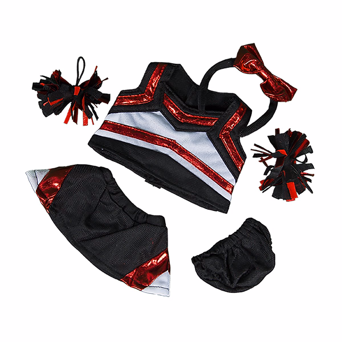 Metallic Red & Black Cheerleader Outfit Fits Most 8"-10" Stuffed Animals