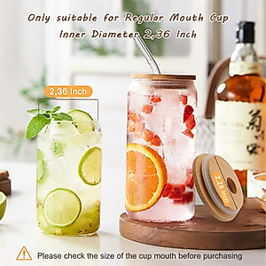 4 Pack Bamboo Lids For Glass Cups,Cymuber Reusable Wooden Lids for Glass Cups,Fit for 2.36 inch/60mm Internal Diameter Airtight Regular Mouth with Canning Lids for Drinking jars, Beer Glasses,Soda Can