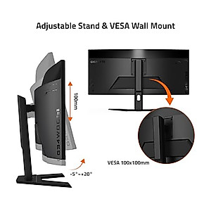 GIGABYTE G34WQC A 34" 144Hz Ultra-Wide Curved Gaming Monitor, 3440 x 1440 VA 1500R , 1ms (MPRT) Response Time, 90% DCI-P3, VESA Display HDR400, FreeSync Premium, BLACK (G34WQC A-SA)