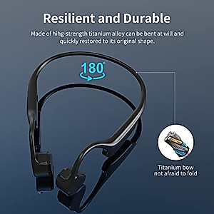 AMAFACE Bone Conduction Headphones with Mic,Titanium Lightweight,Open Ear Headphones Noise Reduction Waterproof Wireless Bluetooth 5.0 Sport Headset for Running, Bicycling, Hiking, Yoga -Black