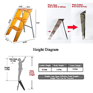 3 Step Ladder,Acrylic Folding Step Stool, 3 Anti-Slip Steps,Wide Platform,Great for Your Kitchen, Pantry, Closets, or Home Office,Modern Stool,330 Lbs Capacity (Grey)