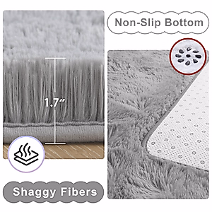 Ompaa Fluffy Rug, Super Soft Fuzzy Area Rugs for Bedroom Living Room - 6' x 9' Large Plush Furry Shag Rug - Kids Playroom Nursery Classroom Dining Room Decor Floor Carpet, Grey